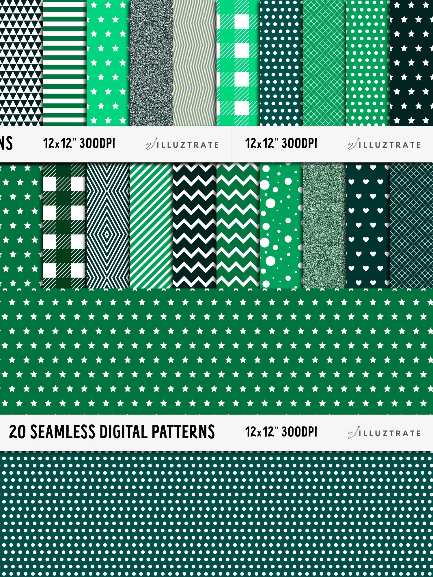 Green Digital Paper | Bright Green Seamless Patterns