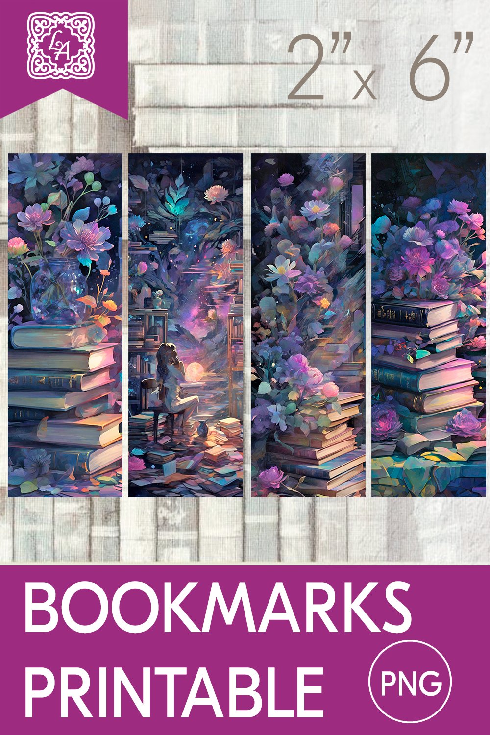Books Printable Bookmark 4 PNG