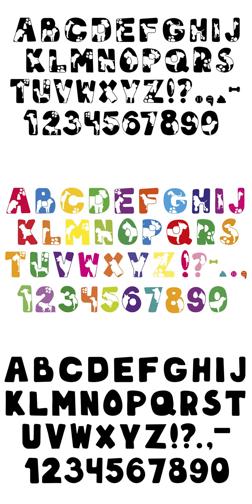Dog Alphabet. Dog Font SVG. Dog silhouette