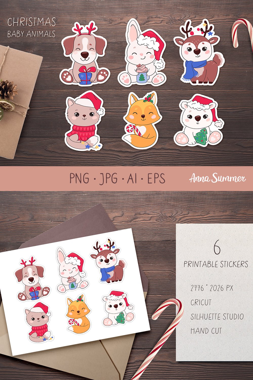 Christmas baby animals. Printable Stickers for (2280479)