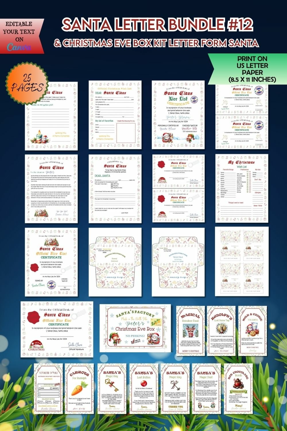 Santa Letter Bundle & Christmas Eve Box Kit - Editable