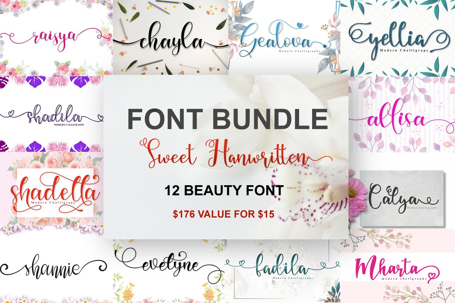 sweet handwritten font bundle (976130)