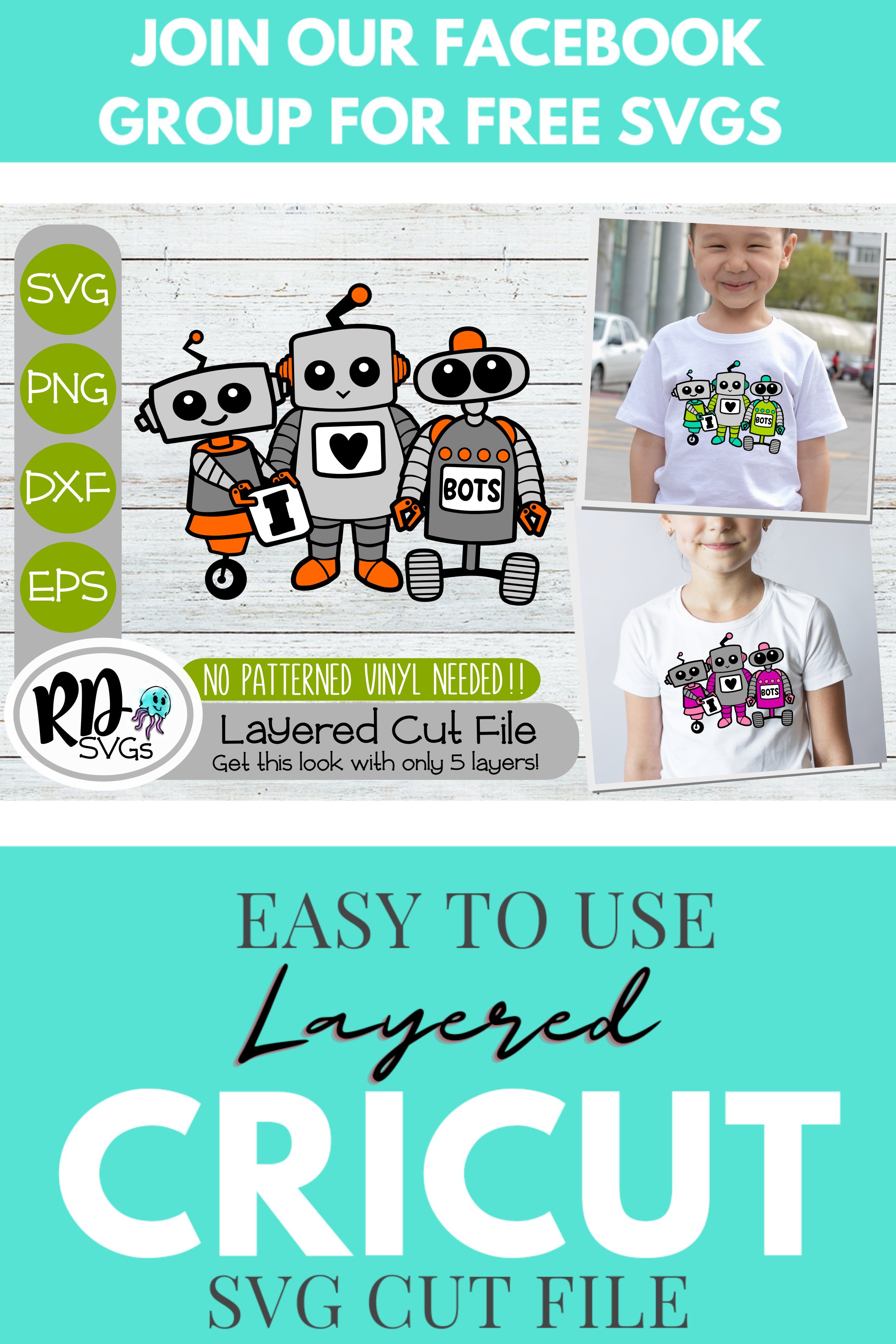 I Love Bots - A Layered Robot Cricut SVG