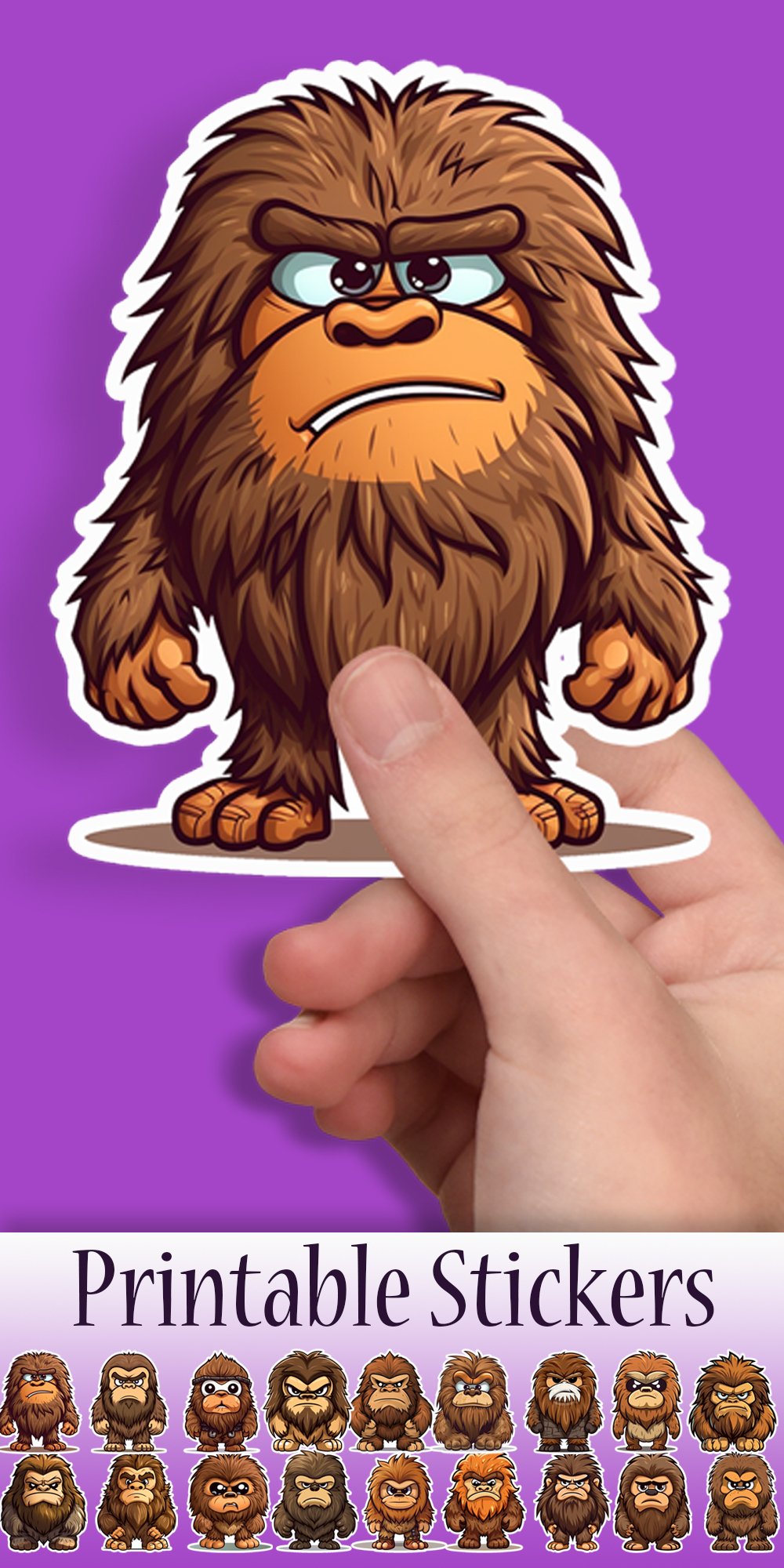 Cool Stickers - Cute Chibi Yeti Stickers Printable - Bigfoot
