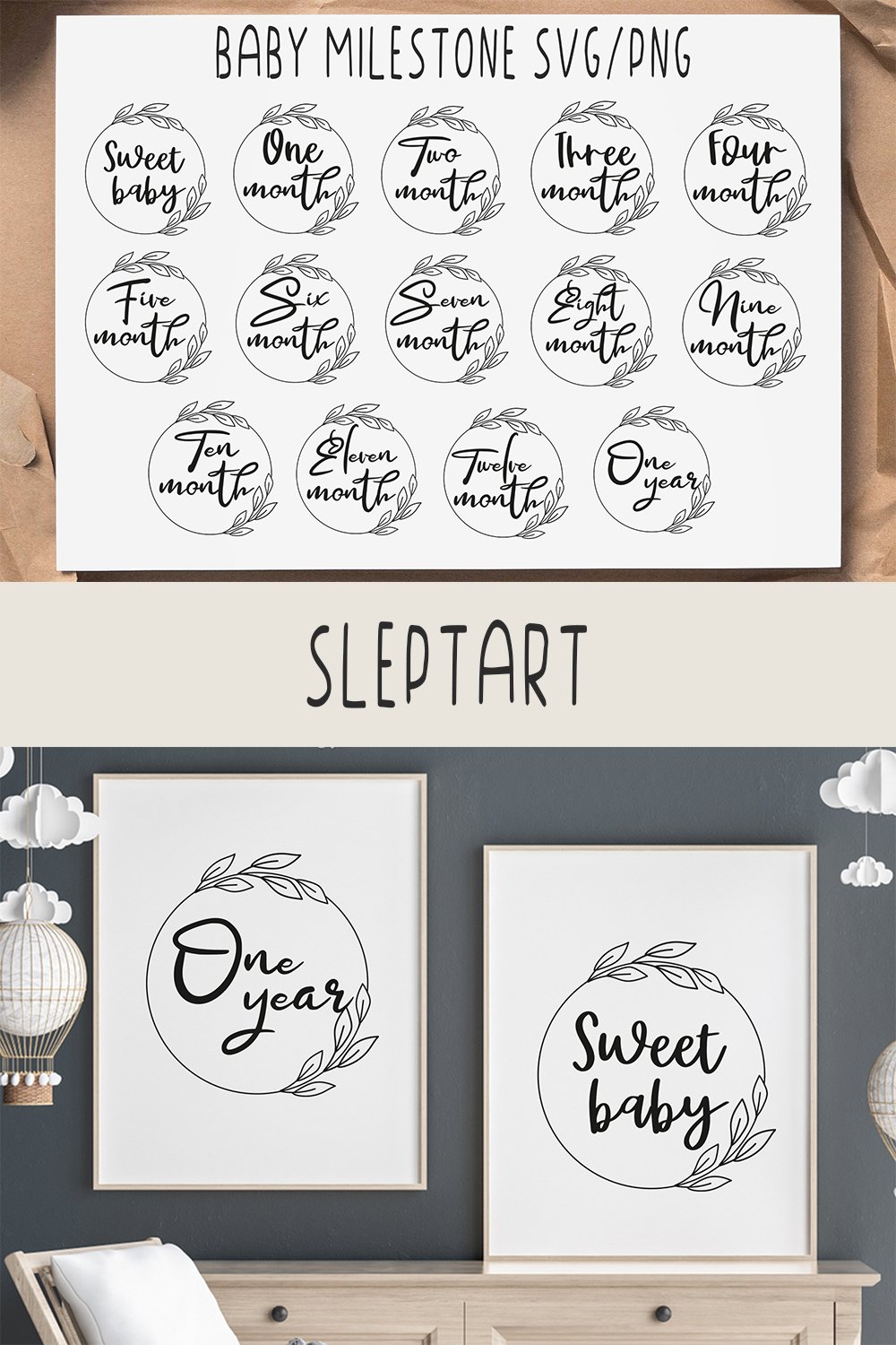 Baby floral milestone SVG, Newborn SVG, Stickers SVG