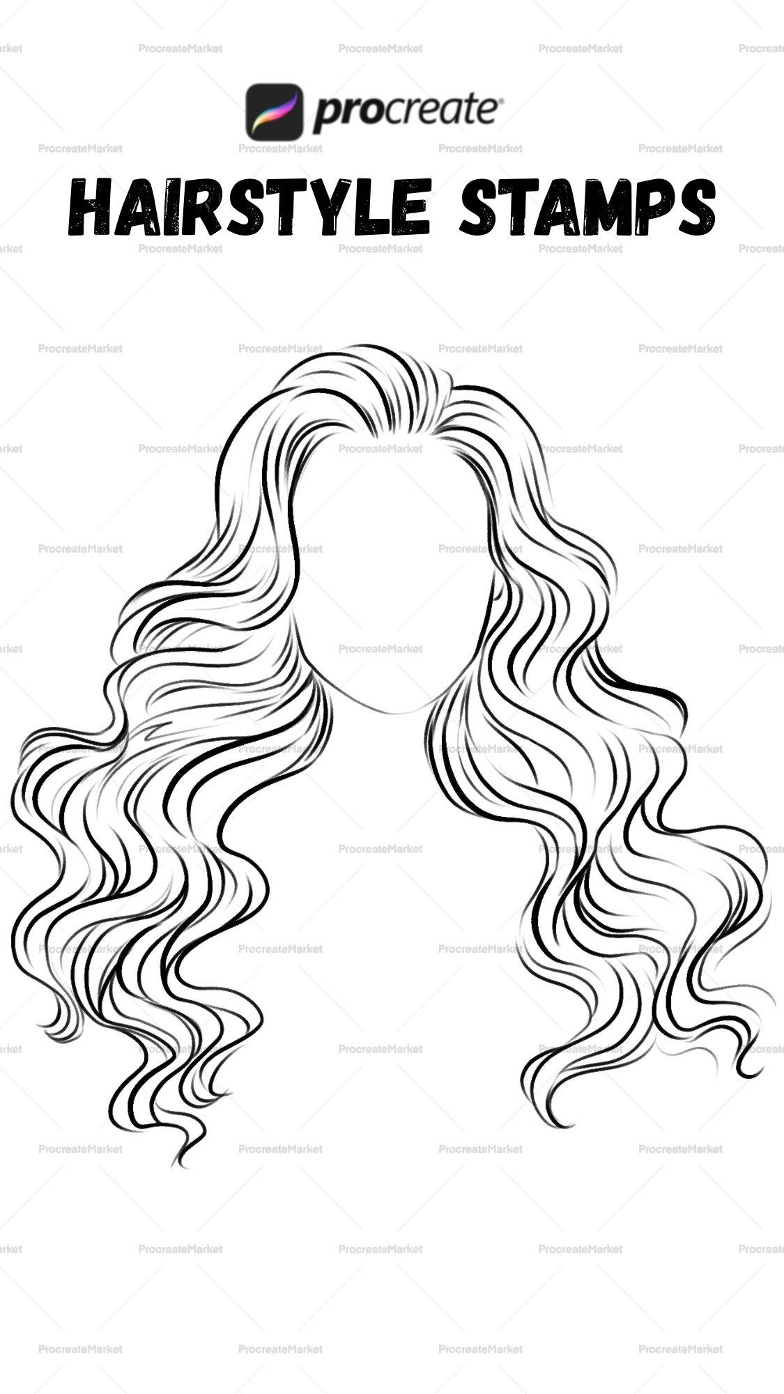 Procreate hair stamps brushes | Procreate hair portrait