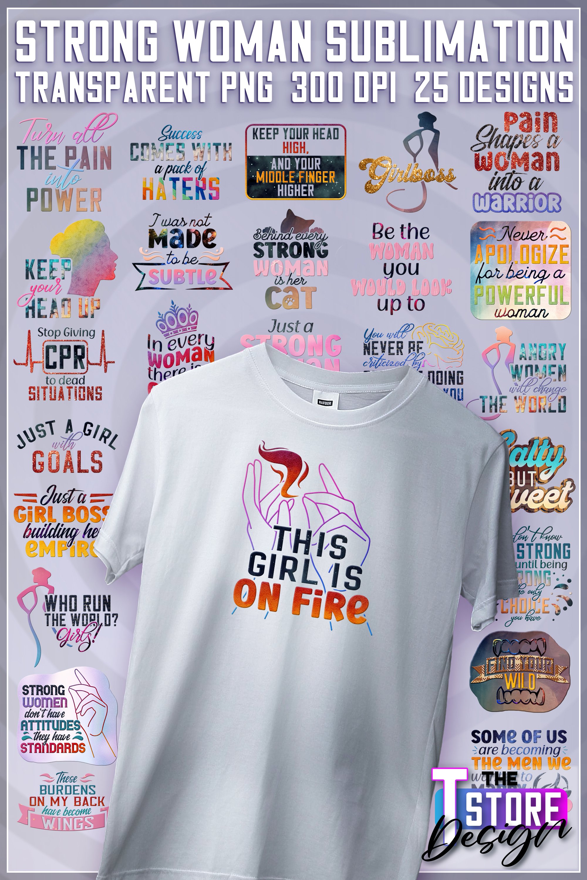 Strong Woman Sublimation Bundle | PNG Design | (2468371)