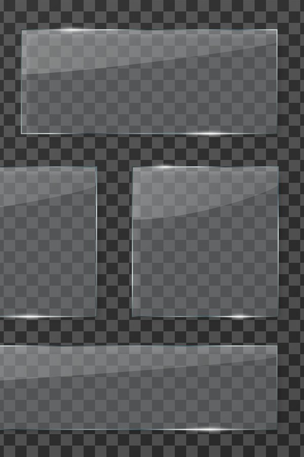 Glass transparent banners. Clear window glass with reflectio