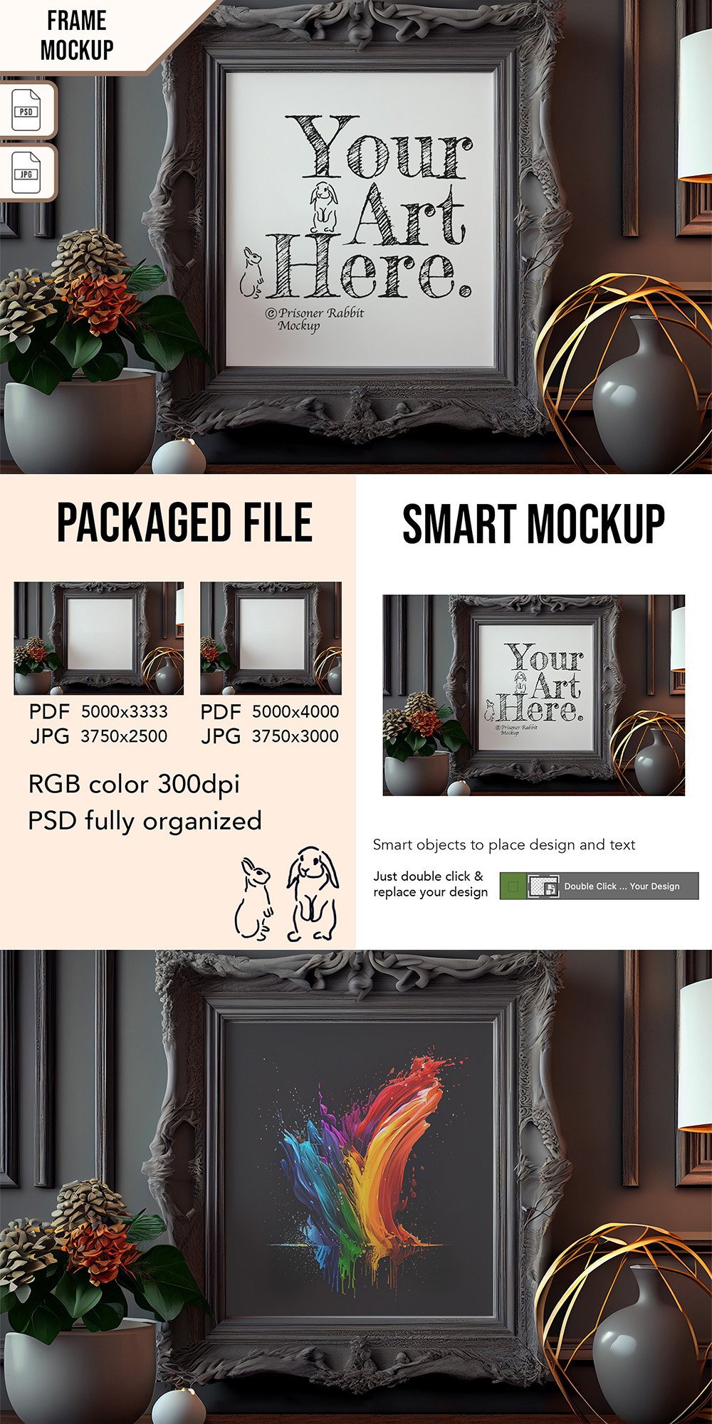 Frame Smart Mockup PSD & JPG Template Graphic (2770312)