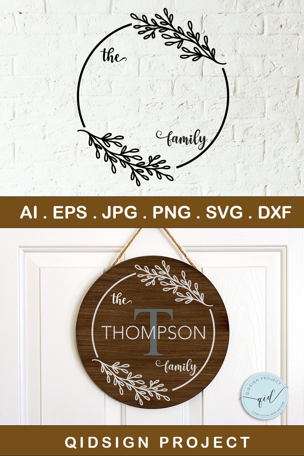 Family monogram sign SVG for farmhouse home round SVG
