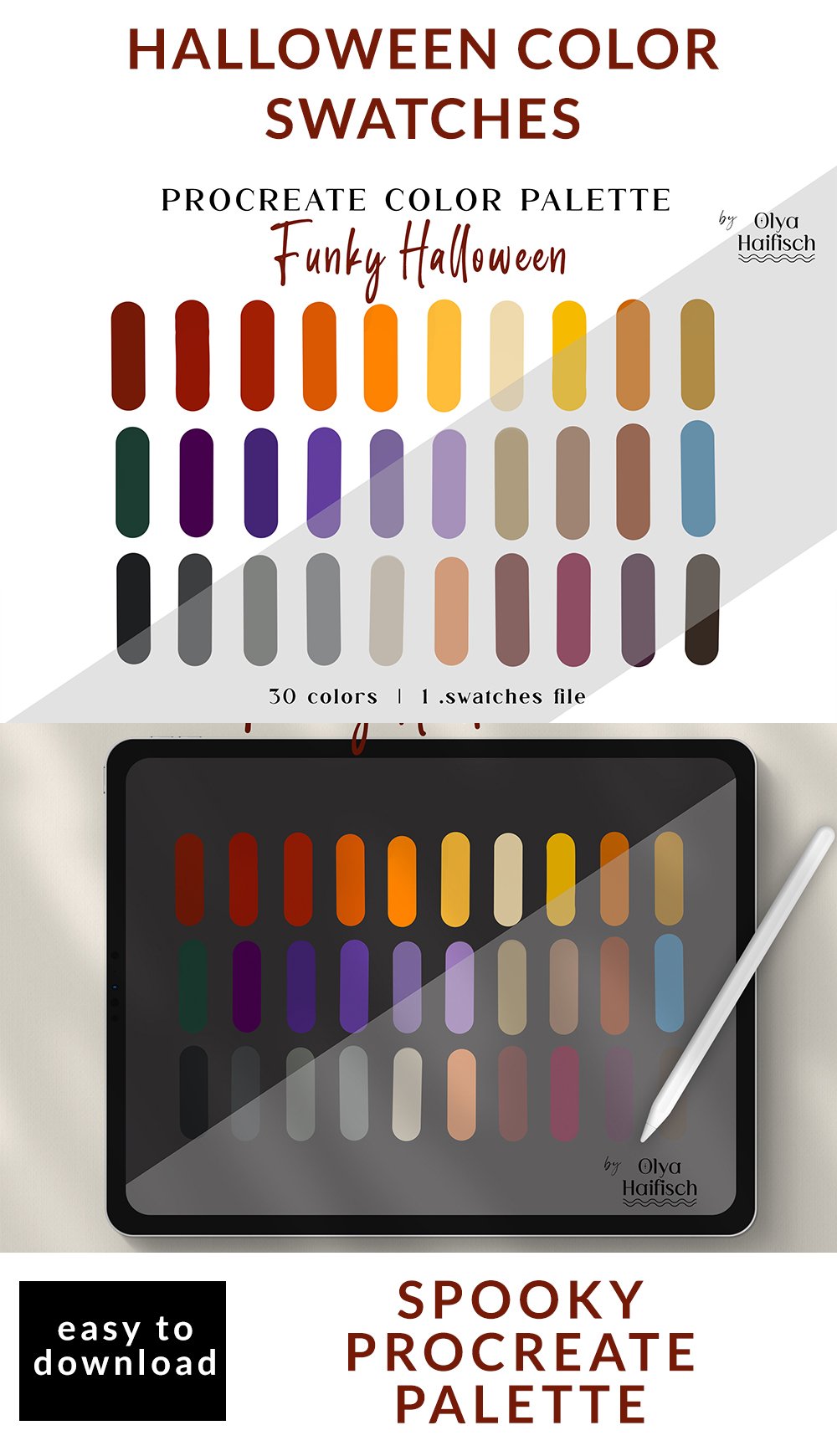 Halloween Procreate Color Palette. Spooky Color Swatches