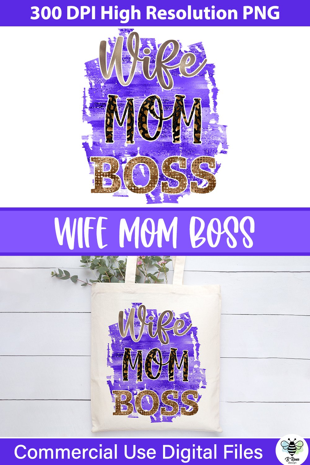 Purple Wife Mom Boss PNG
