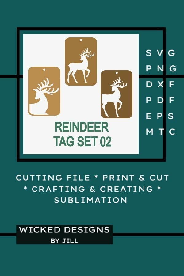 Christmas Winter Reindeer 01 Tag SET 2 SVG Cut File Bundle