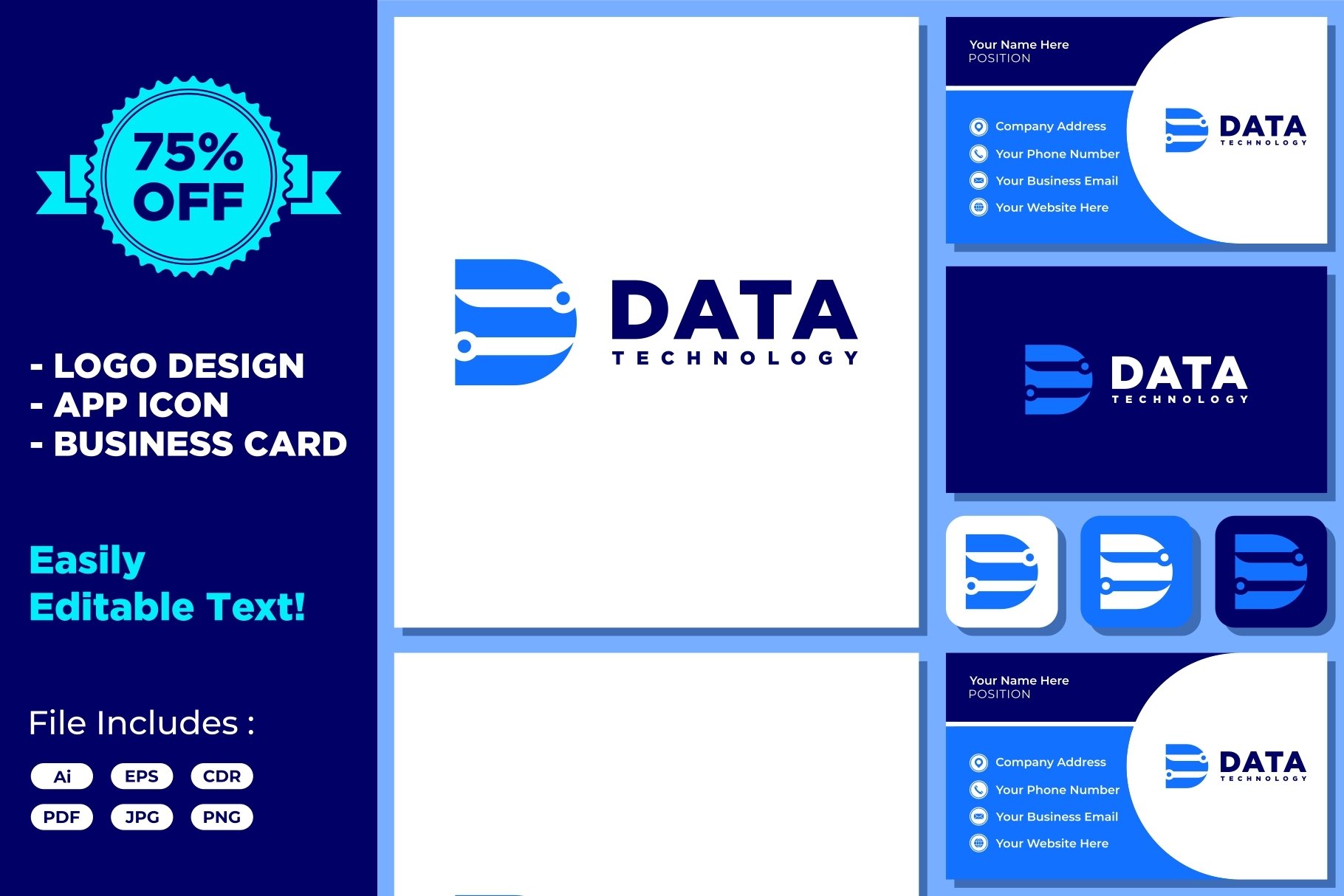 Letter D Data Digital Technology Logo Design