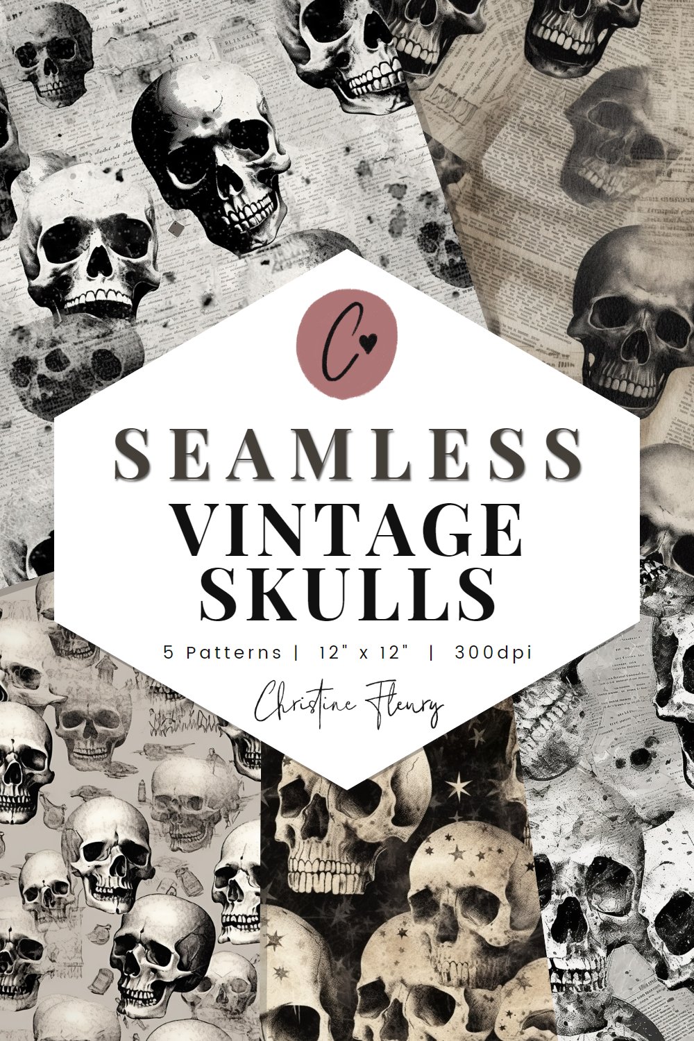 Vintage Skulls Digital Paper Mini Pack
