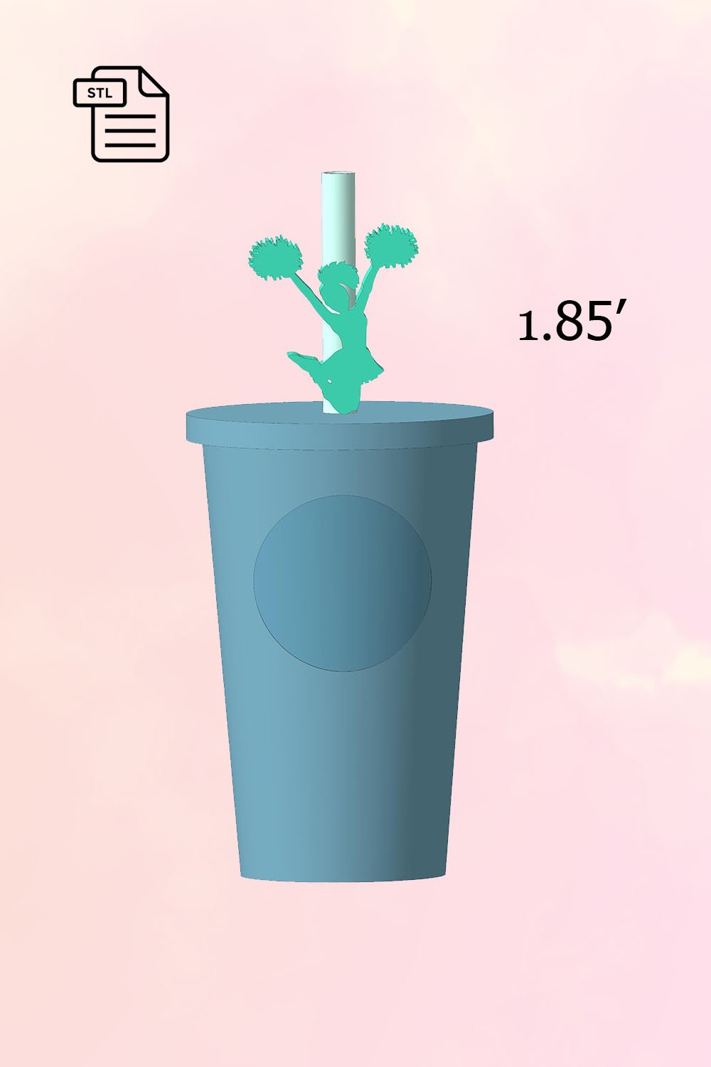 Cheerleader Straw Topper, STL File for 3D Printing.