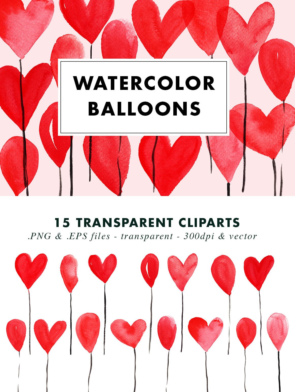 15 Watercolor Balloon PNG Vector