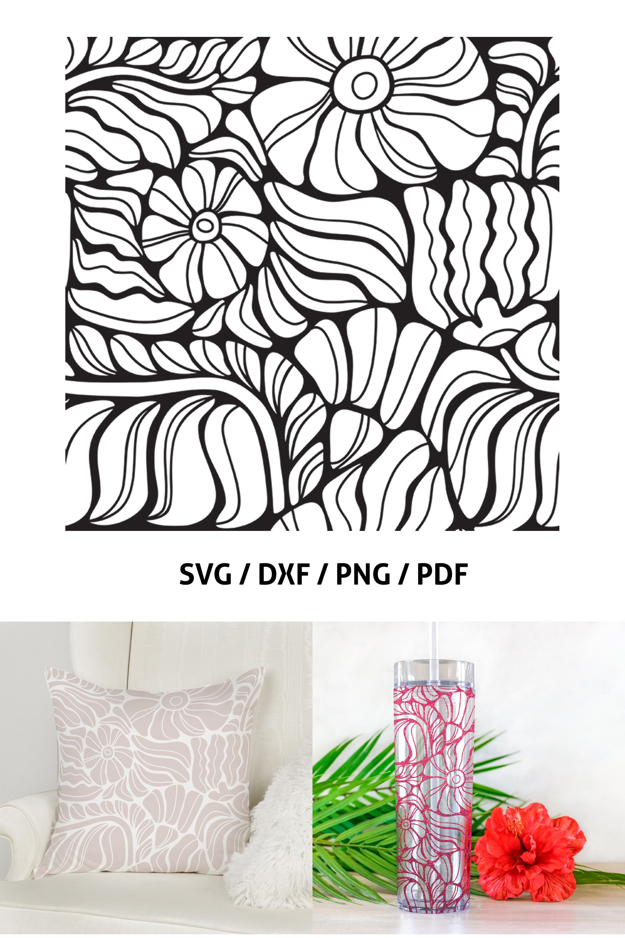Flowers Seamless Pattern SVG Cut File for Cutting Machines