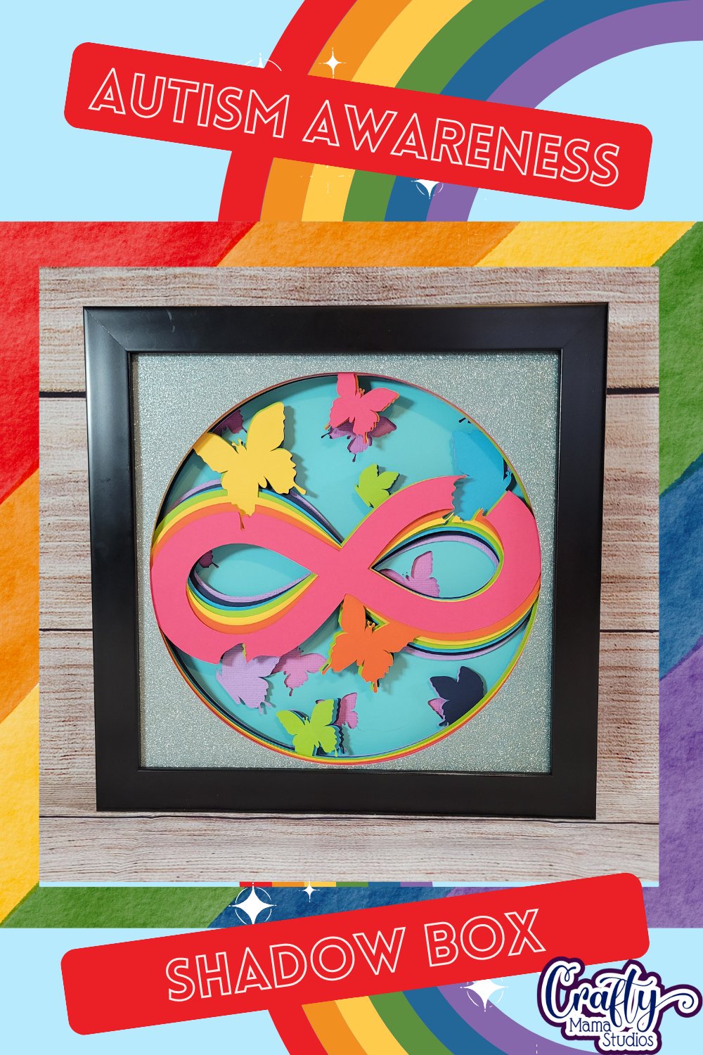 Autism Svg Shadow Box, 3D Layered Neurodiversity Symbol Svg