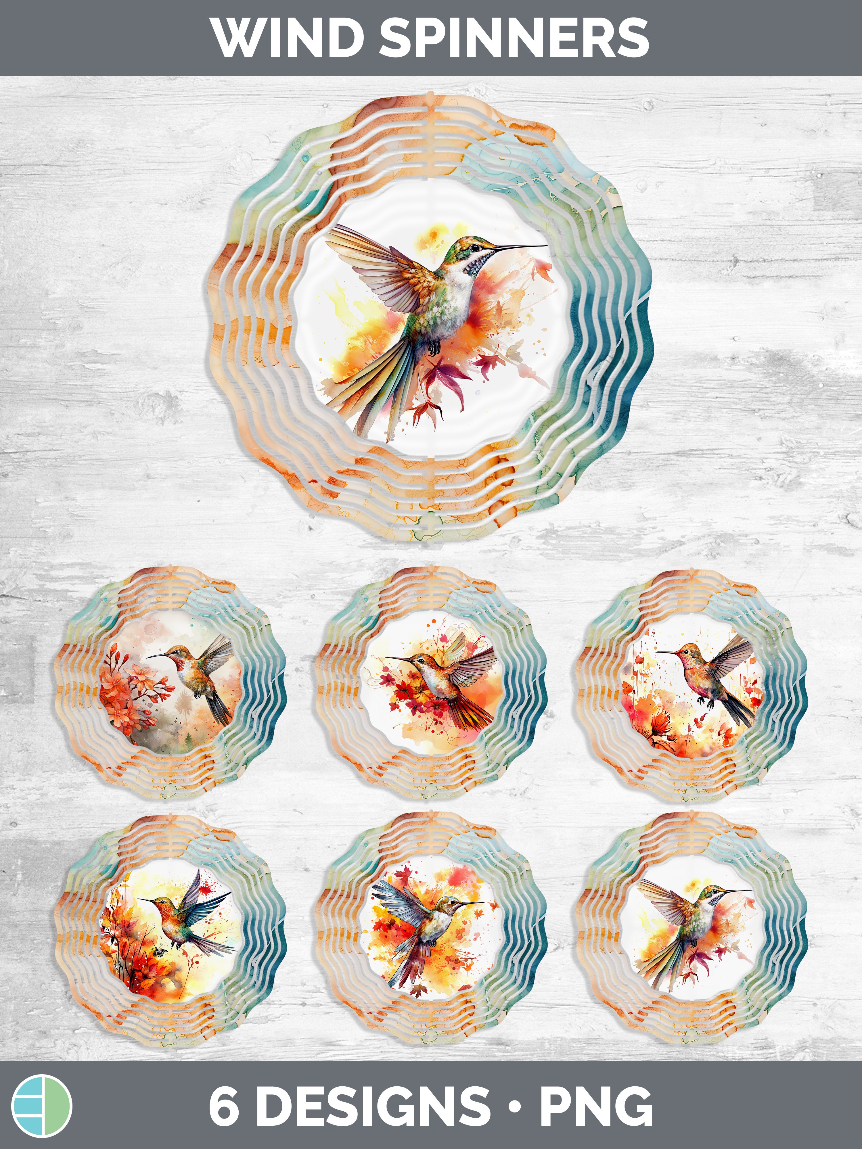Autumn Hummingbird Bird Wind Spinner | Bundle Spinner Design