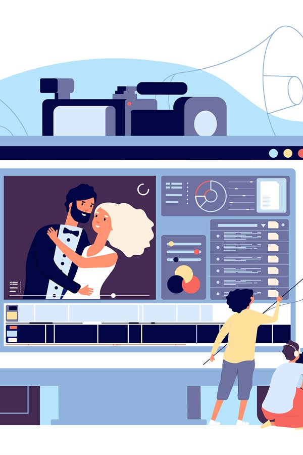 Motion design studio concept. Cinematographic elements and s