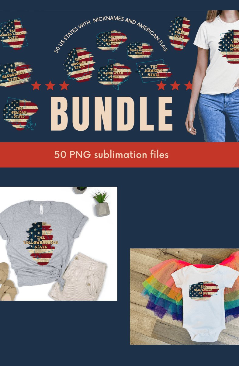 50 States Patriotic Bundle | American States Flag Designs