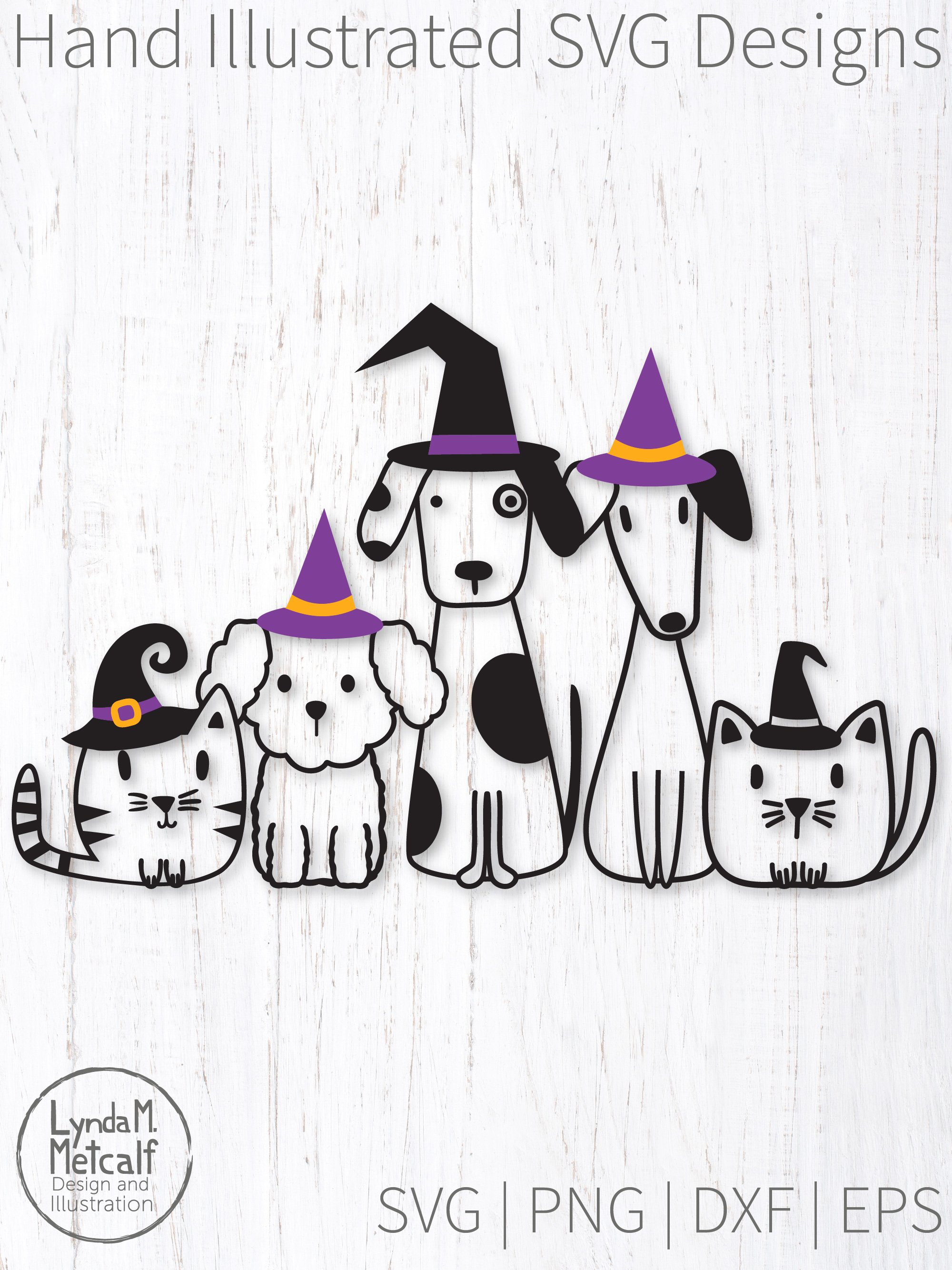 Witch Pets Svg, Halloween Cats and Dogs Clipart