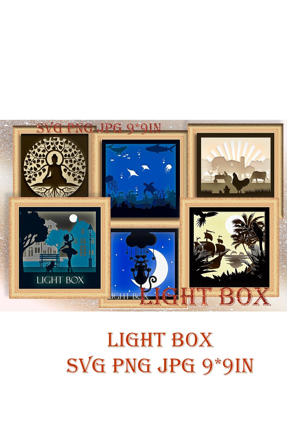 light Box SVG, Shadow Box, MEGA BUNDLE, set 3 (2290351)