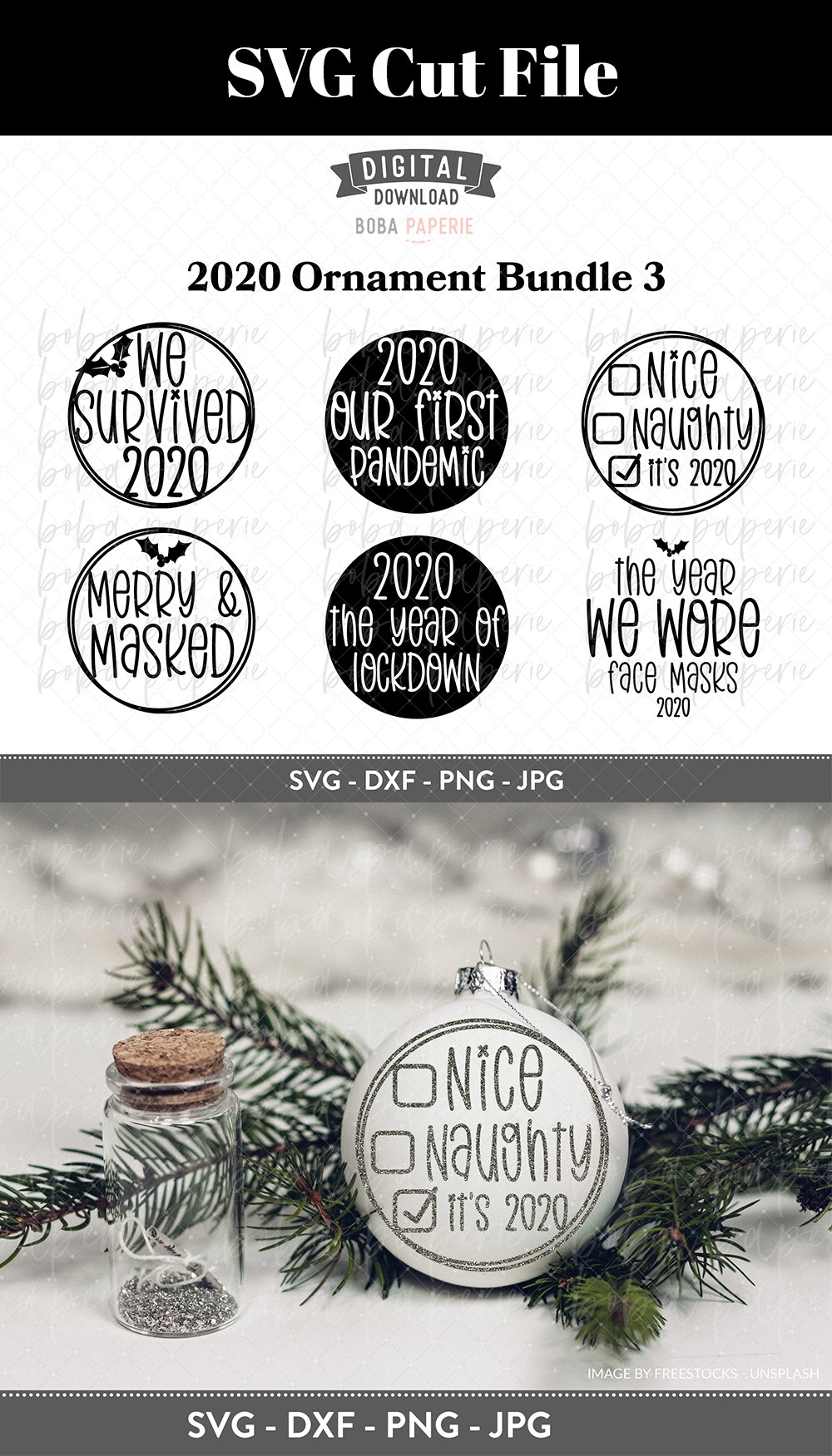 2020 Christmas Ornament Bundle 3 SVG