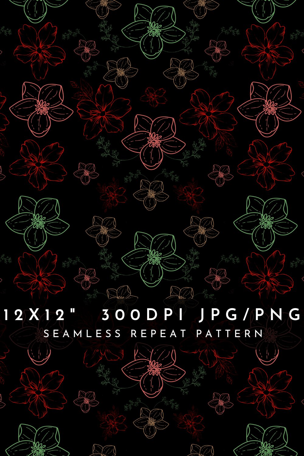 Neon Floral Seamless Pattern Flower Design