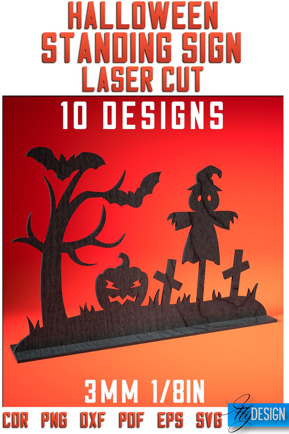 Halloween Standing Sign Laser Cut SVG |Spooky Sign (2711813)