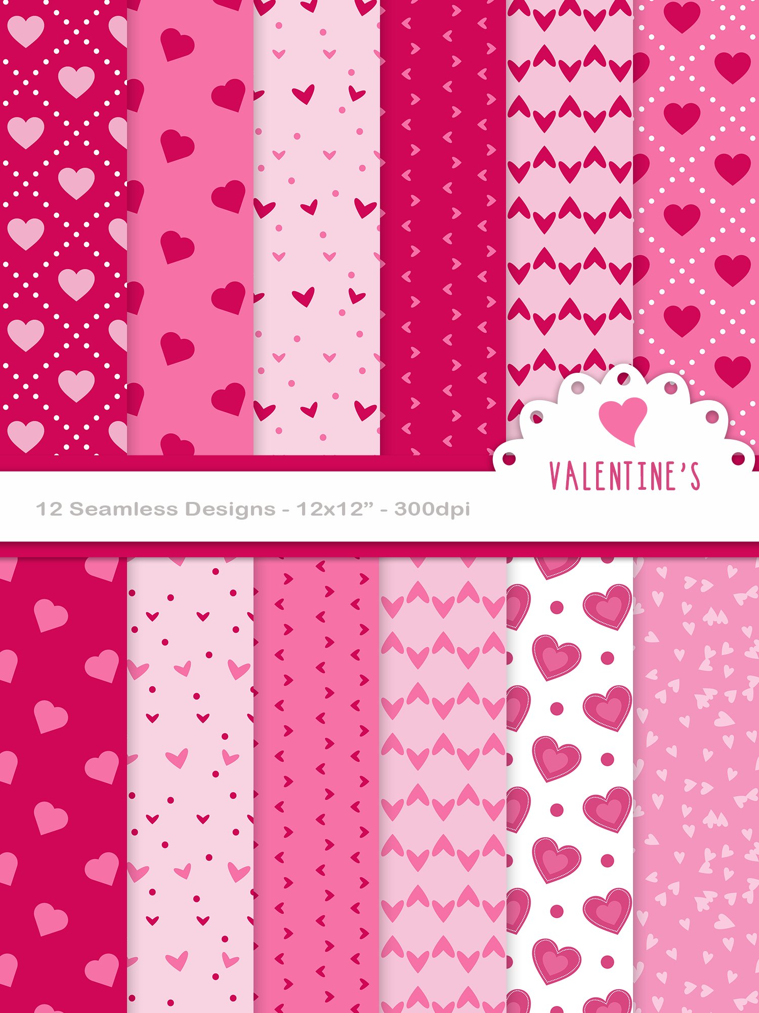 Valentine love hearts, seamless scrapbook paper (1793917)