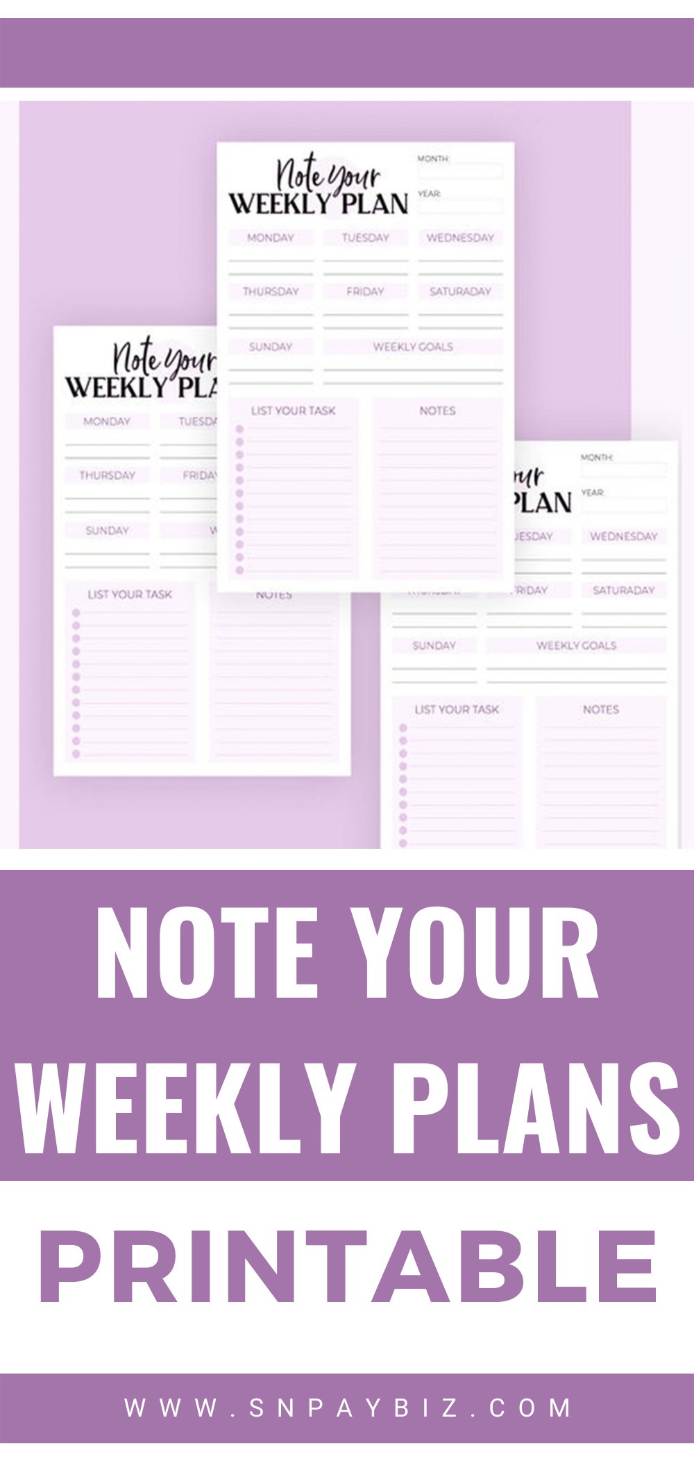 Note Your Weekly Plan | Plan Your Week | Pdf Weekly Planner