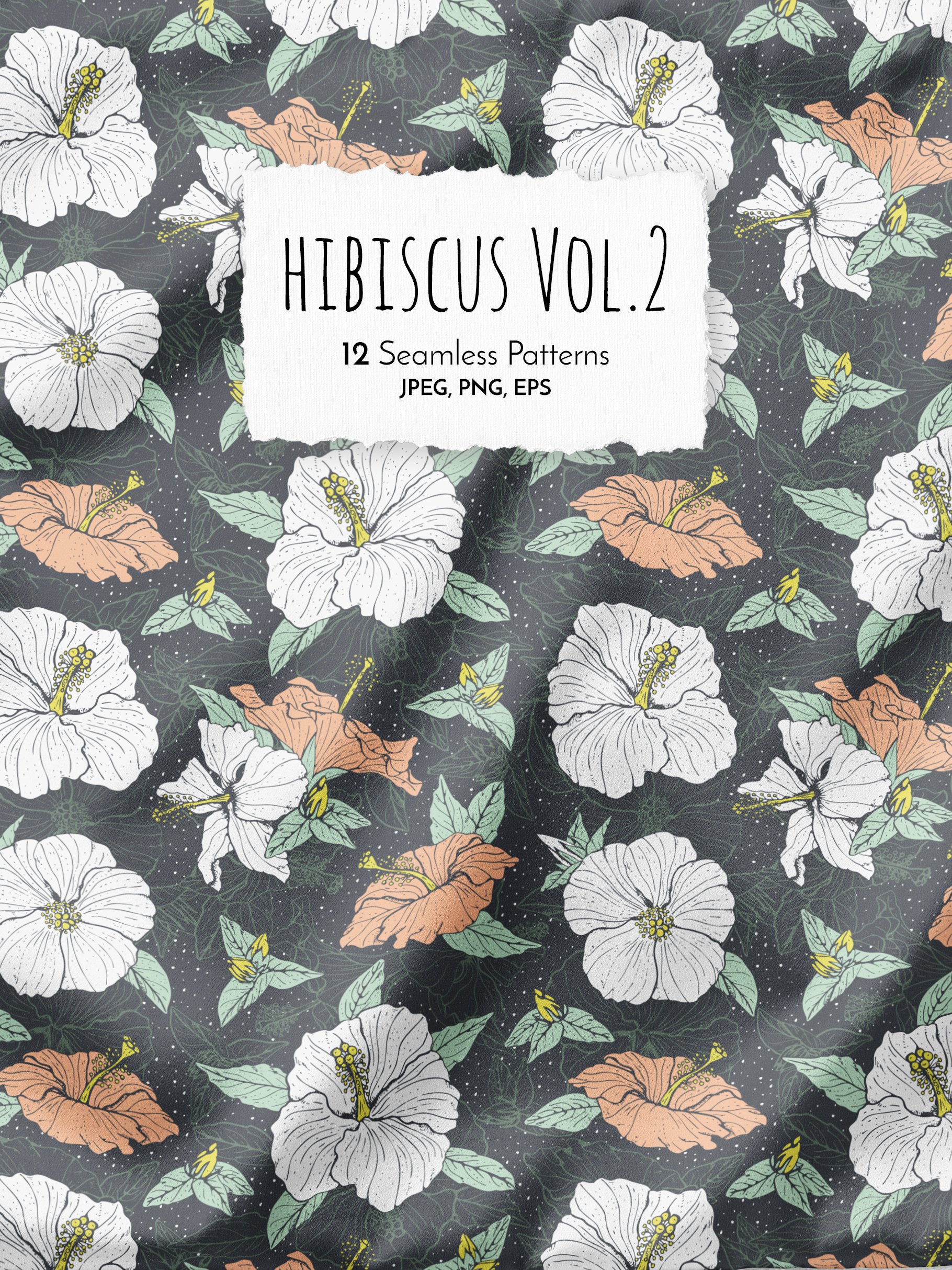Floral Pattern Vector Design - Hibiscus Flower Line Drawings