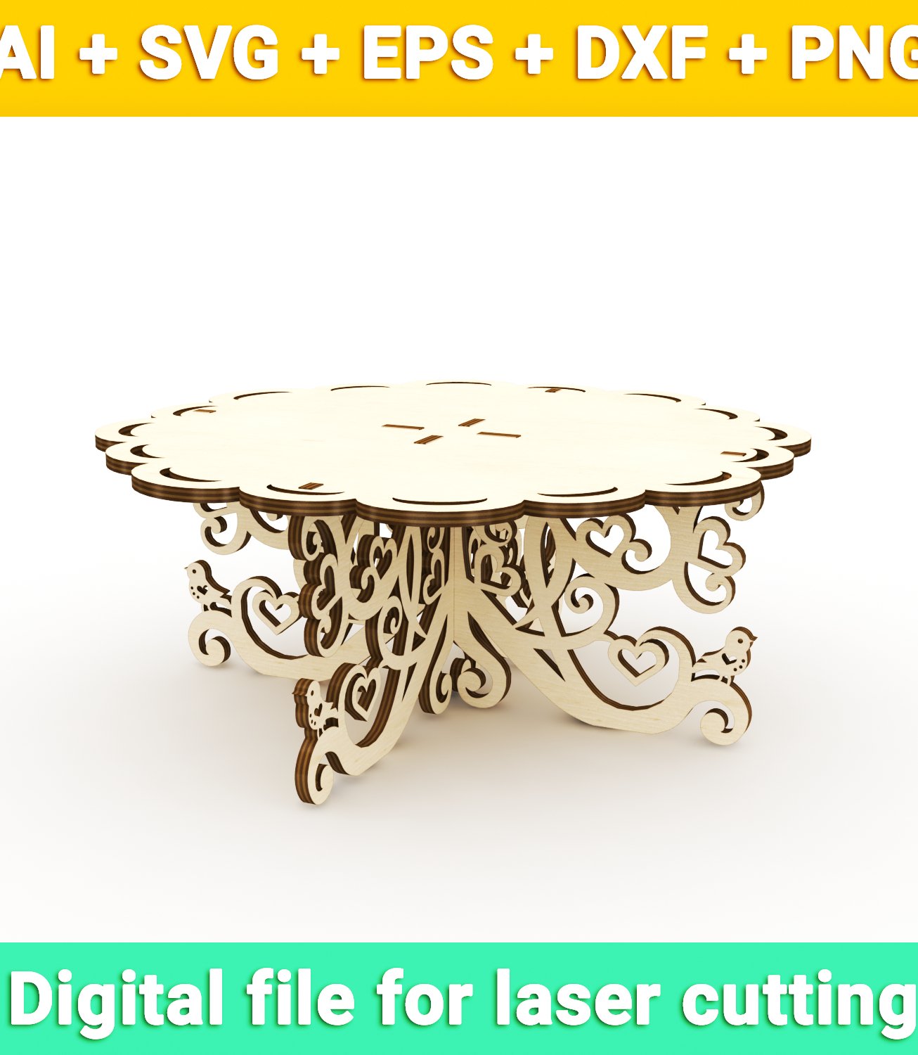 Cake stand 30 cm vector for CNC svg vector file