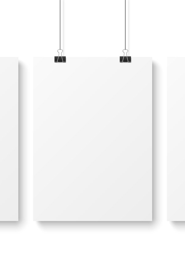 Blank poster template White advertising hanging vertical pap