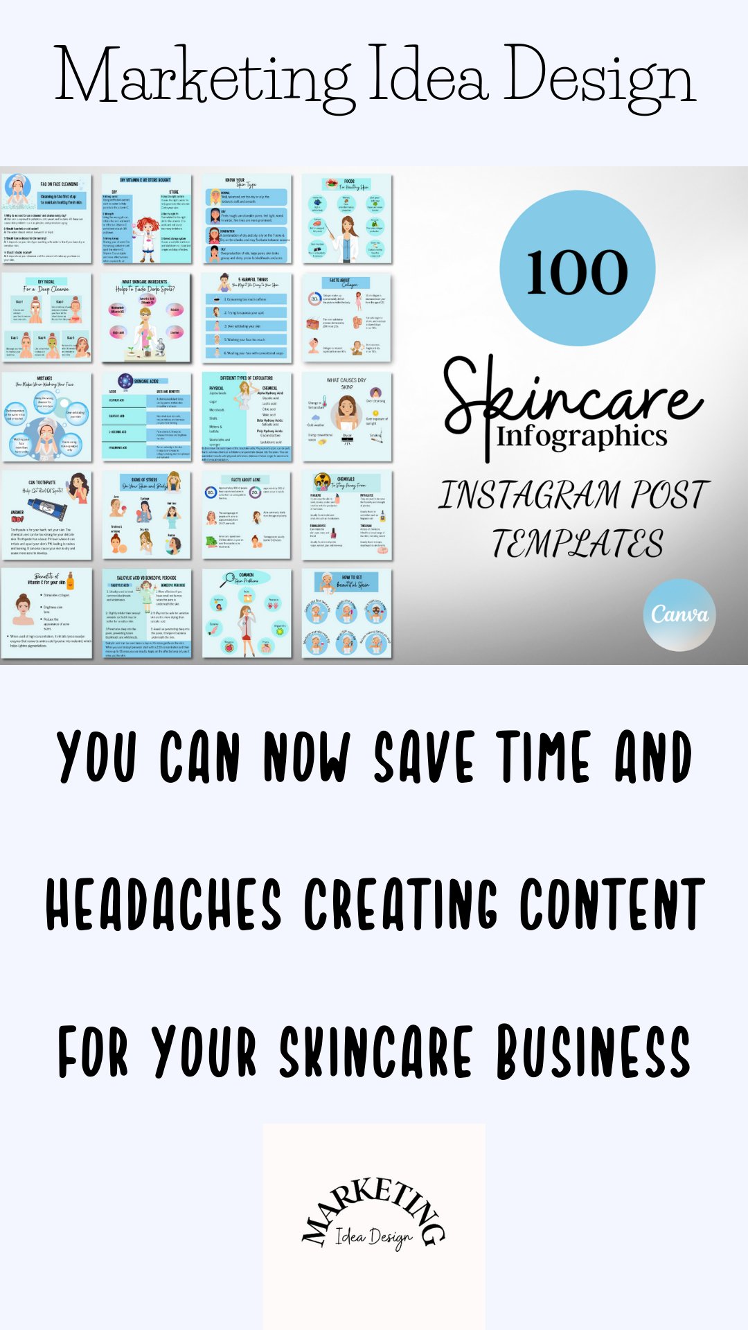 100 Skincare Infographics for Instagram - Editable In Canva