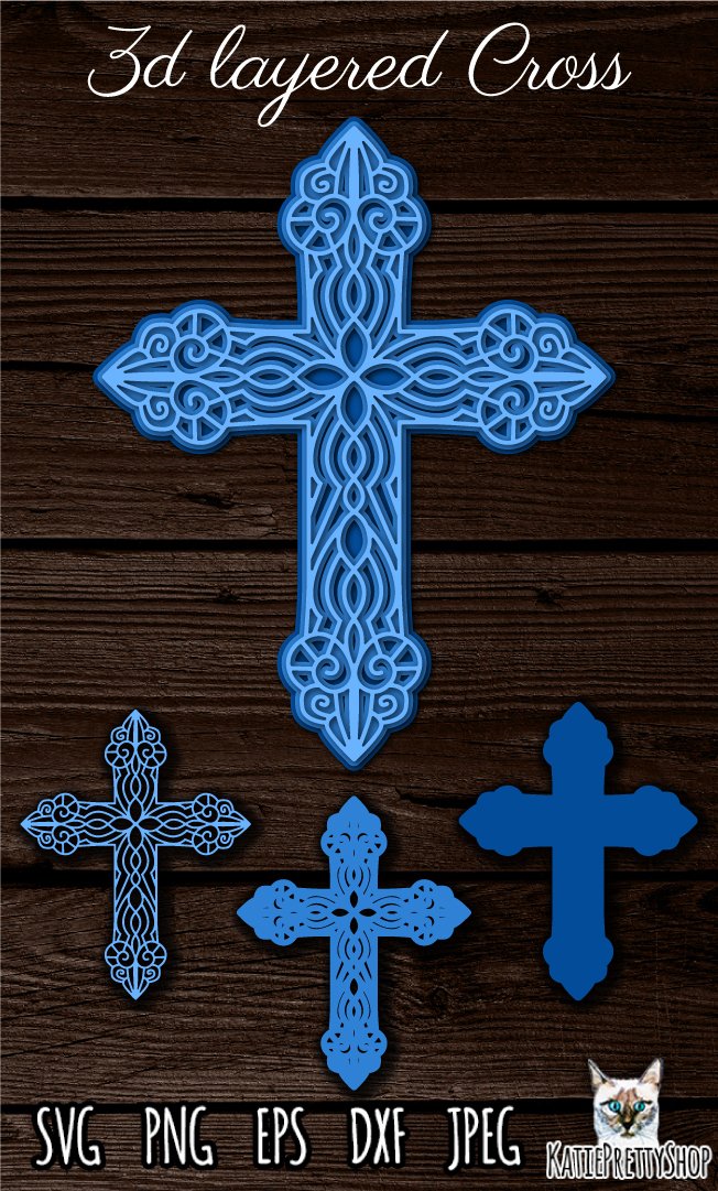 3d layered Cross svg, multilayered SVG, laser cut (1235475)