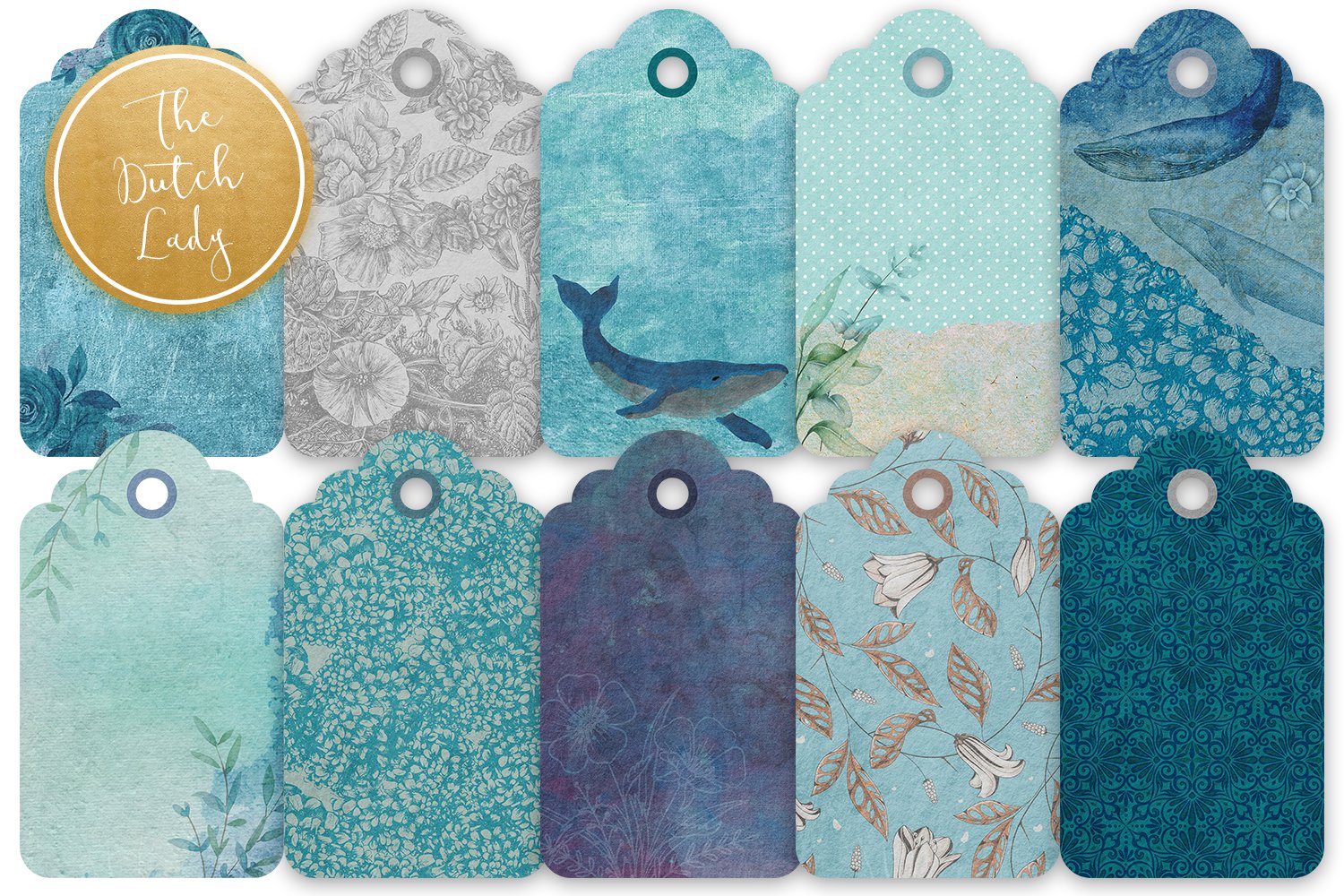 Label & Tag Clipart Set - Vintage Blue