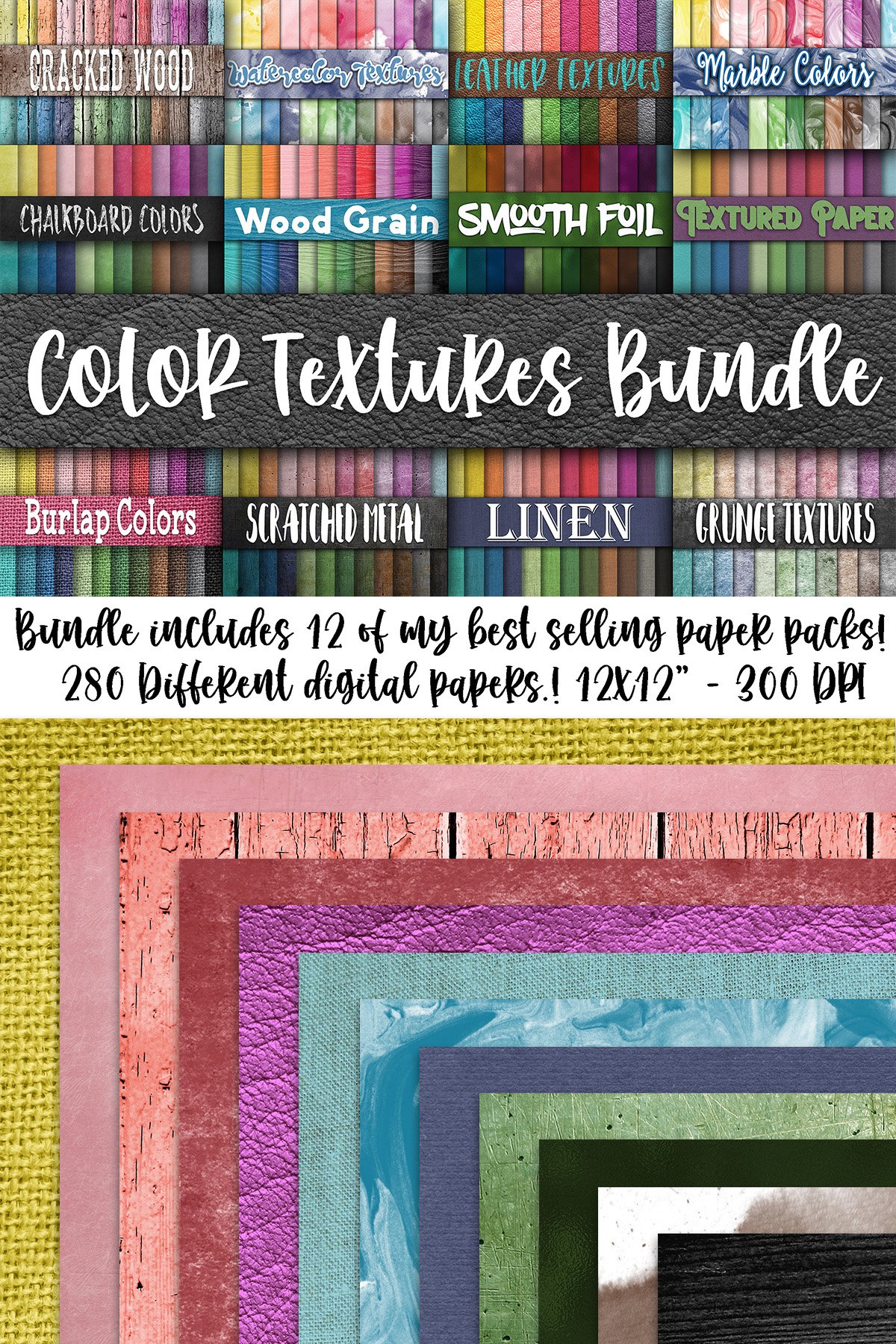 Digital Textures Bundle - Includes 288 Digital Papers