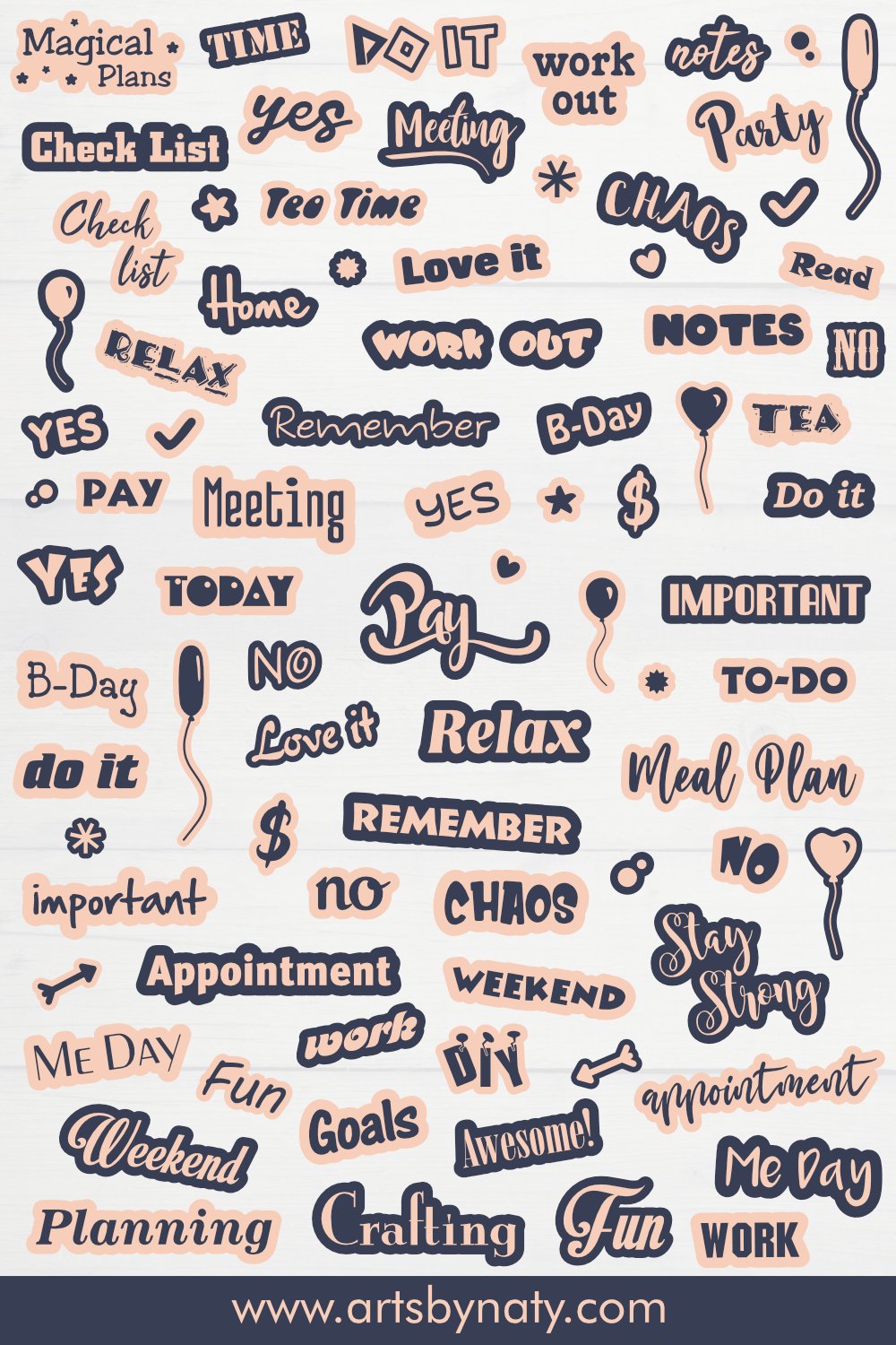 Stickers SVG clipart pack for planners.