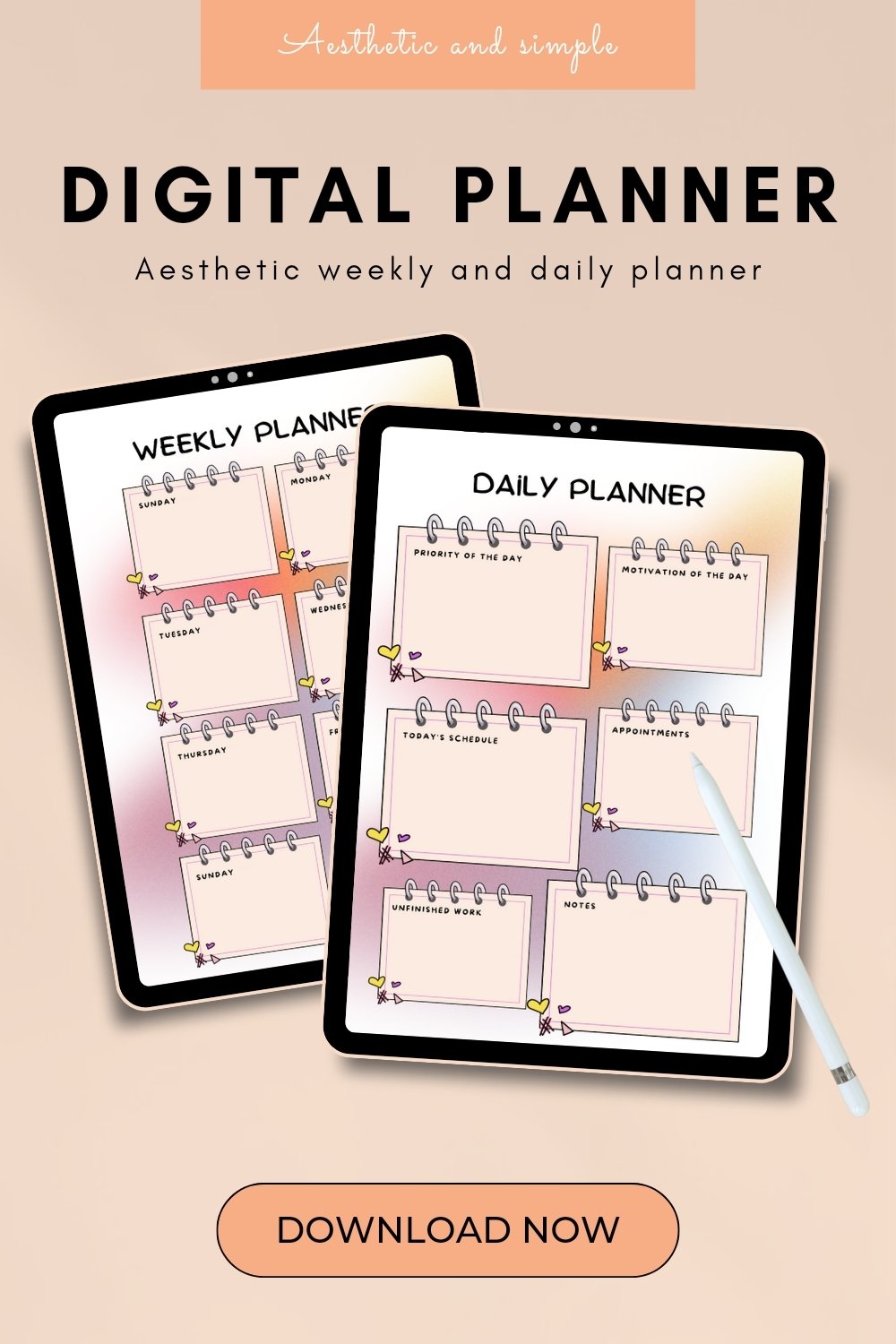 Aesthetic daily and weekly digital planner (2527863)