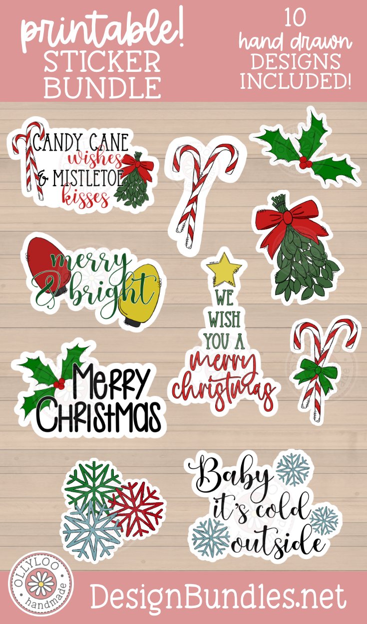 Christmas Printable Stickers Bundle