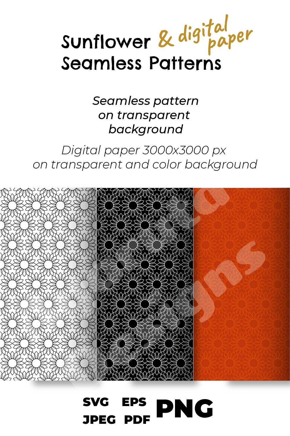 SUNFLOWER Seamless patterns and Digital paper SVG (668013)