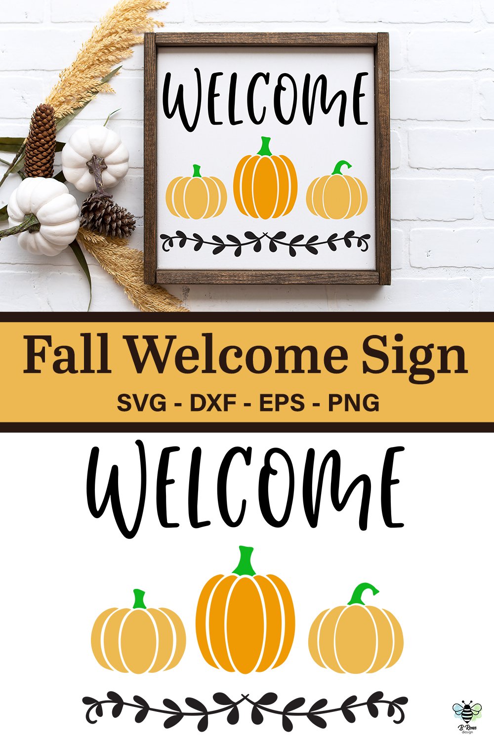 Fall Welcome Sign with Pumpkins SVG