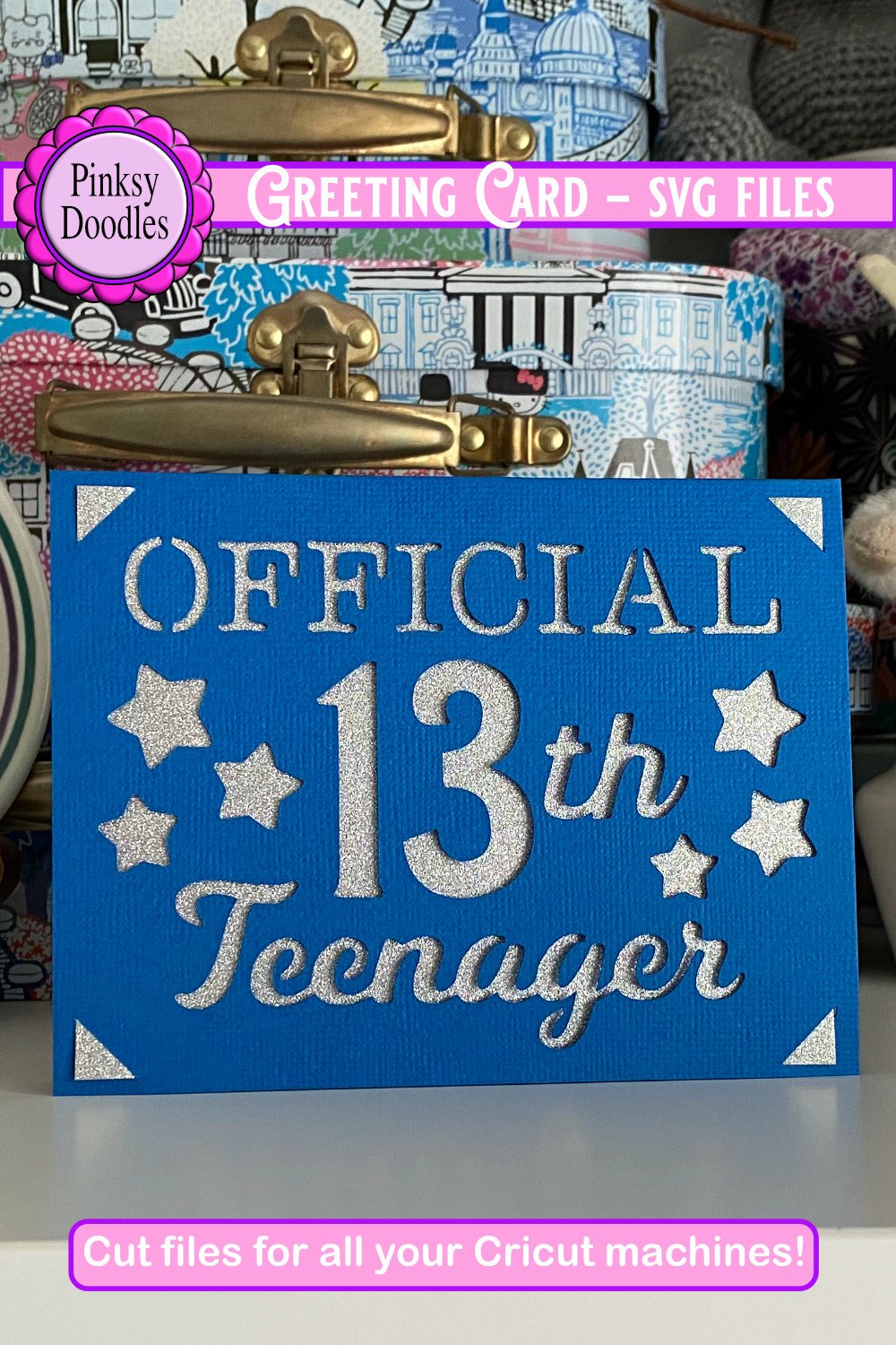 official teenager 13th birthday paper cut card svg cut files