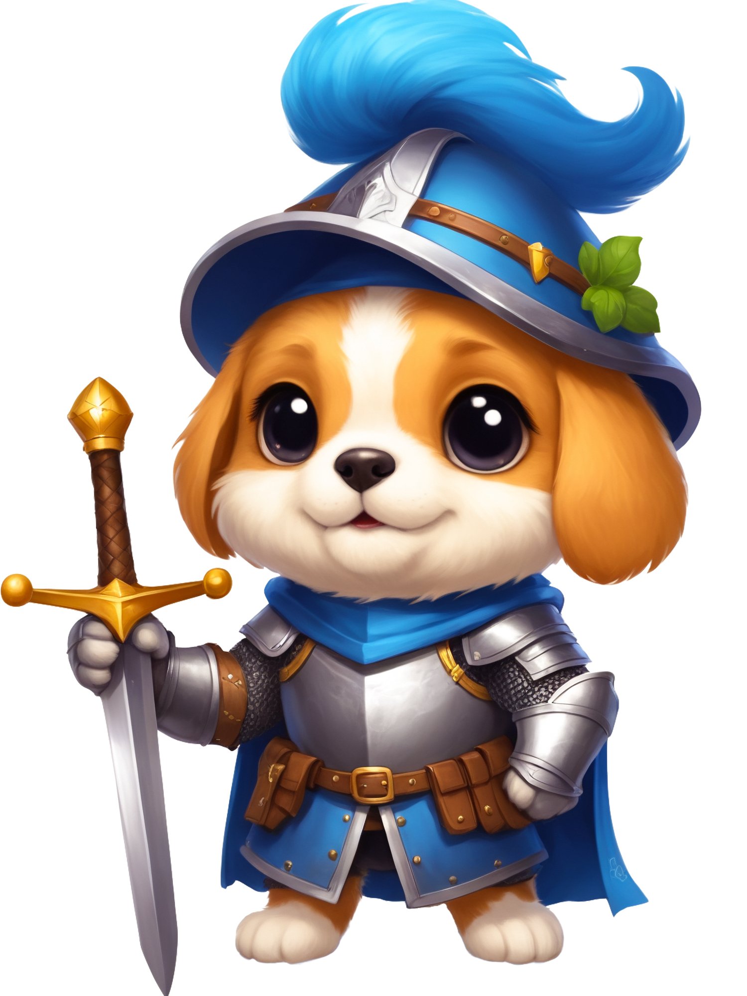 Clipart of funny and cute cartoon puppy in knight costume