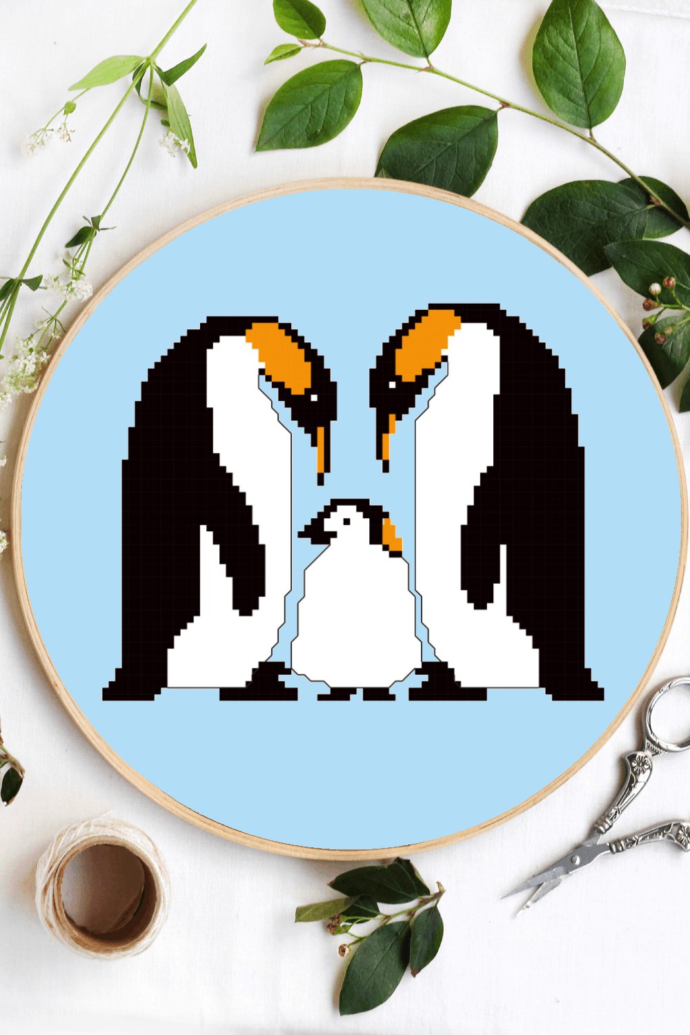 Penguins Cross stitch pattern PDF Family Modern xstitch easy