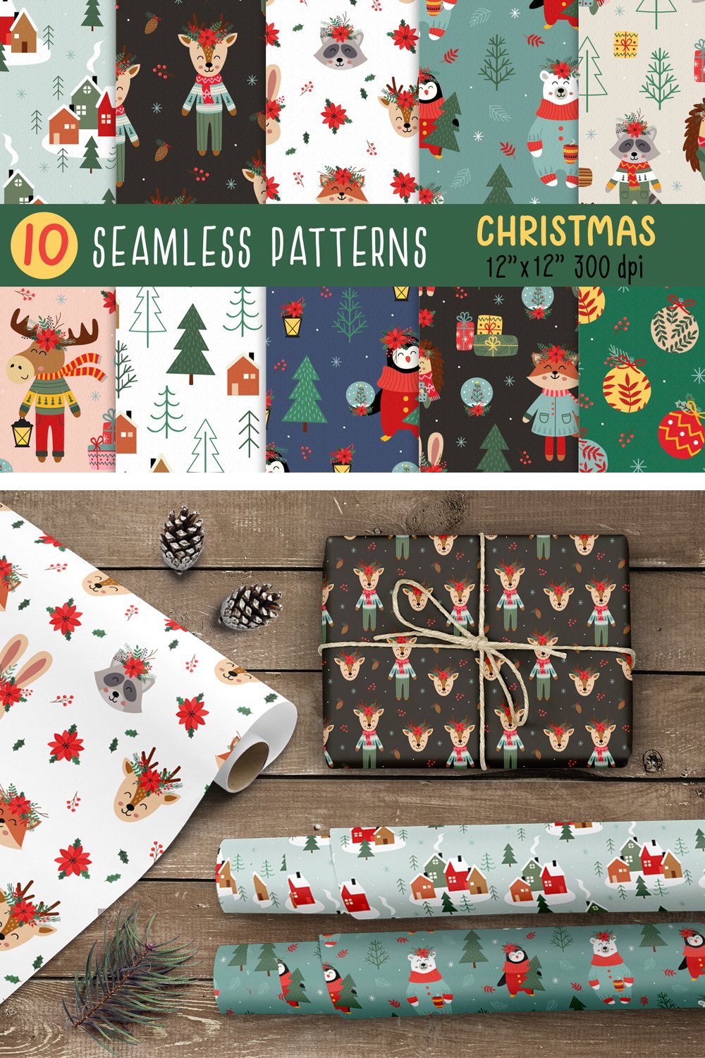 Christmas Seamless Pattern, Winter digital paper (2202449)