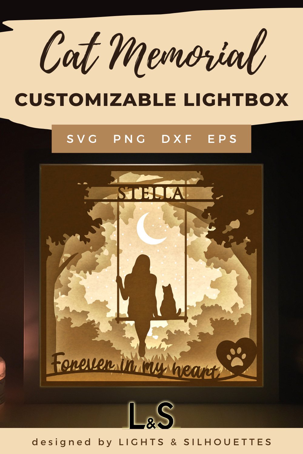 Cat Light Box Svg | Customizable Svg